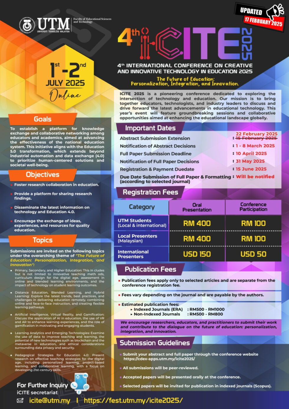 Abstract & Paper submission and guidelines | ICITE 2025